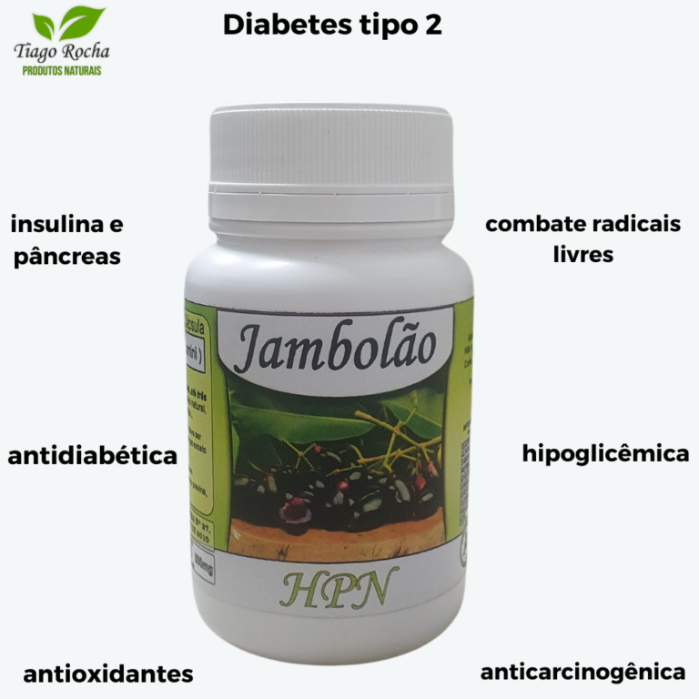 Jambolão 60 cápsulas 500mg Diabetes - Produtos Naturais Tiago Rocha