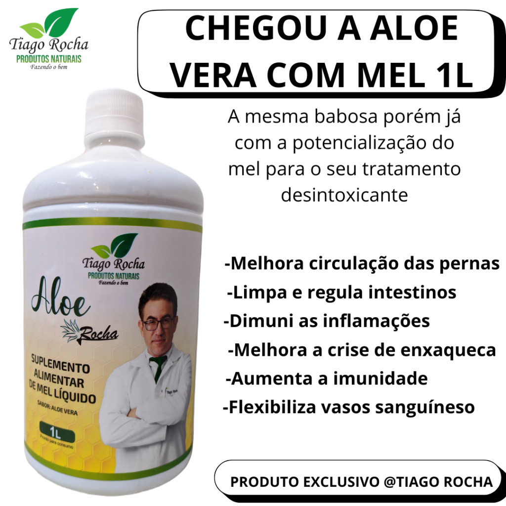 Poderoso Suco Gel da Babosa Aloe Vera com MEL Tiago Rocha 1L - Produtos ...